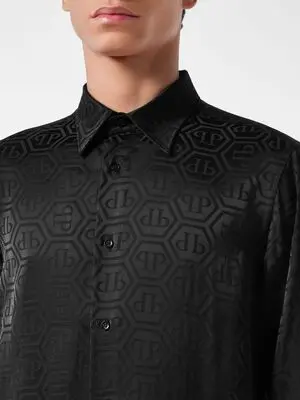 Philipp Plein Sugar Daddy Slim Fit Silk Shirt With Hexagon Monogram