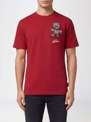 Philipp Plein Cotton T-shirt With Teddy Bear Print And Rear Logo Amaranth