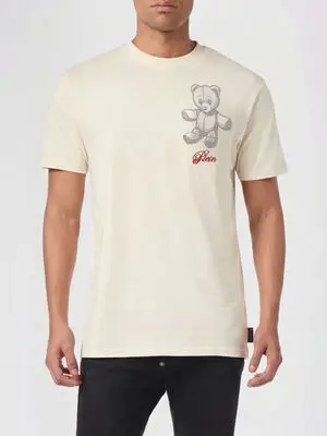 Philipp Plein Cotton T-shirt With Teddy Bear Print And Rear Logo Beige