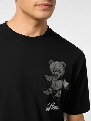 Philipp Plein Cotton T-shirt With Teddy Bear Print And Rear Logo - Black
