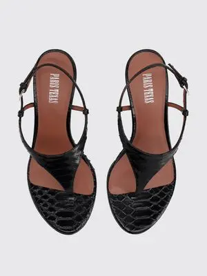 Paris Texas Python-effect Leather Wedge Sandals - Black