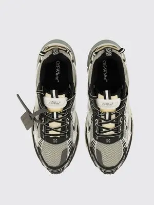 Off-White Two-tone Tech Fabric Sneakers With Serrated Sole - Grey