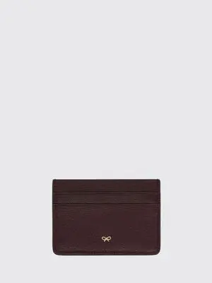 ANYA HINDMARCH Grained Leather Card Holder With Graphic Print And Five Slots - Brown