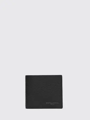 GIANNI CHIARINI Pebbled Leather Bifold Wallet With Logo Lettering - Black