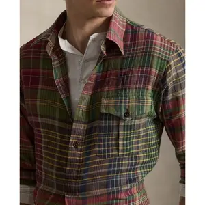 Ralph Lauren Classic Fit Plaid Linen Popover Shirt