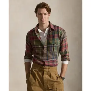 Ralph Lauren Classic Fit Plaid Linen Popover Shirt