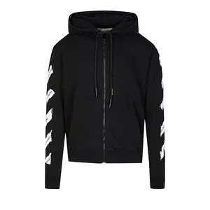 Off-White Slim Fit Airport Tape Zip Up Hoodie - Black