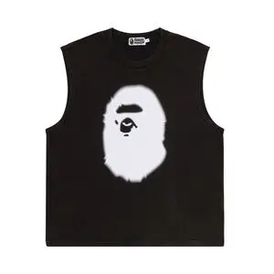 A BATHING APE Heavy Wash Ape Head Cropped Fit Tank Top - Black