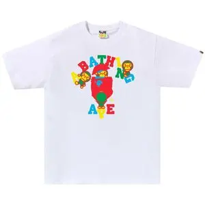 A BATHING APE Colors College Milo Tee - White