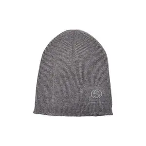 Gucci Wool Simple Gg Logo Beanie - Grey