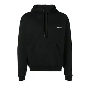 Balenciaga Small Contrast Logo Print Hoodie - Black