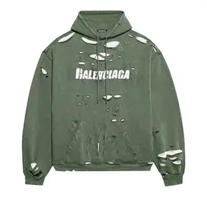 Balenciaga Caps Destroyed Oversize Fit Hoodie 'dark /white - Green