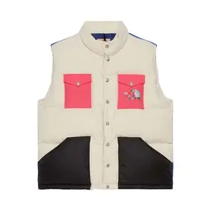 Gucci X The North Face Down Vest /dark Pink/black/blue - White