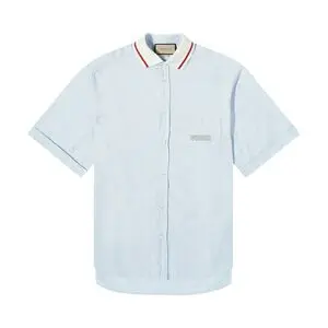 Gucci Pique Collar Logo Short-sleeve Shirt 'light - Blue