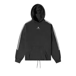 Balenciaga Sporty B Side Stripe Oversized Hoodie /grey/white - Black