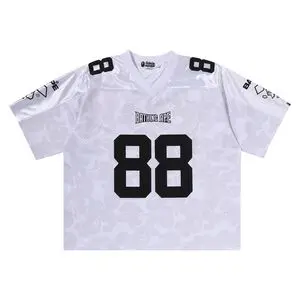 A BATHING APE Solid Camo Multi Logo Relaxed Fit Football Jersey Tee - White