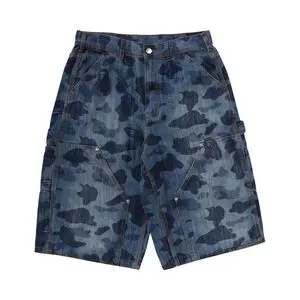 A BATHING APE 1st Camo Double Knee 13 Oz Relaxed Fit Denim Shorts - Blue