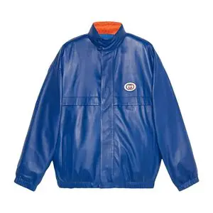 Gucci Reversible Interlocking G Leather Jacket - Blue