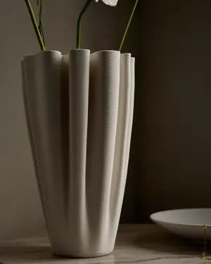 Quince Sculptural Rippled Ceramic Vase