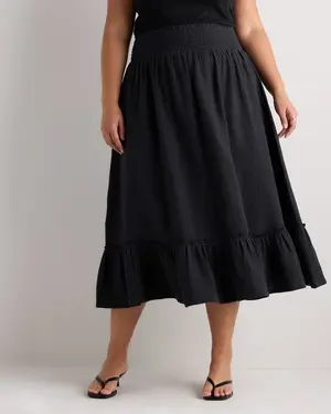 Quince Gauze Smocked Maxi Skirt - Black