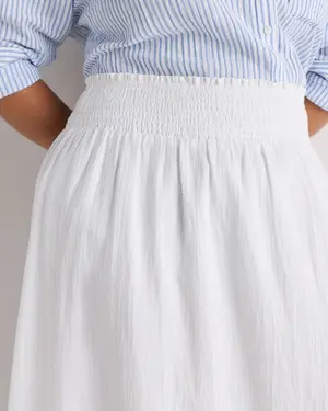 Quince Gauze Smocked Maxi Skirt - White