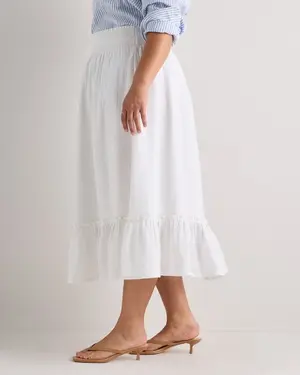 Quince Gauze Smocked Maxi Skirt - White