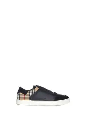 Burberry Stevie Check Canvas And Leather Lace-up Sneakers - Multicolor