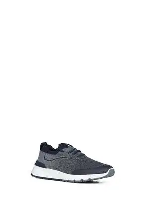 Brunello Cucinelli Navy Blue Techno Cotton Knit Runners