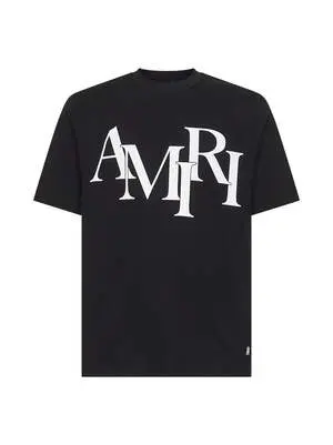 Amiri Black Staggered Logo T-shirt - Multicolor