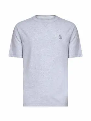 Brunello Cucinelli Grey Solomeo Crest Crewneck T-shirt - Multicolor