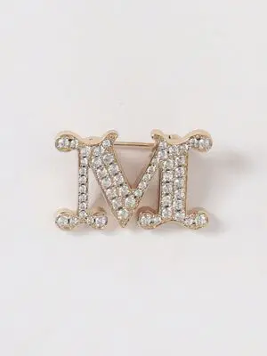 Max Mara Embellished Monogram Brooch - Gold