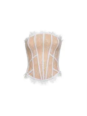 Giuseppe Di Morabito White Lace Bustier Top - Multicolor