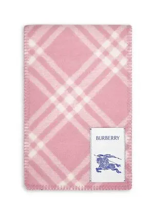 Burberry Pink Check Wool Scarf - Multicolor