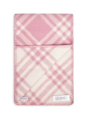 Burberry Pink Check Wool Scarf - Multicolor