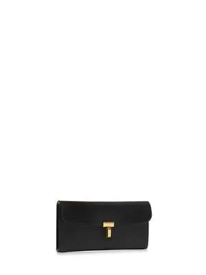 TOTEME Black Leather T-lock Wallet