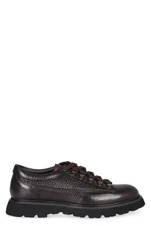 DOUCAL'S Textured Grained Leather Lace-up Shoes With Vibram® Sole - Brown