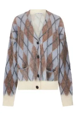 Acne Studios Diamond Pattern Cardigan In Mohair Blend For - Light Blue