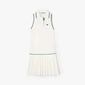 Burberry Sleeveless Pleated Skirt Dress With Embroidered Emblem