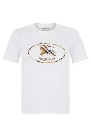 Burberry Cotton Mini T-shirt With Graphic Print Ss26 - White