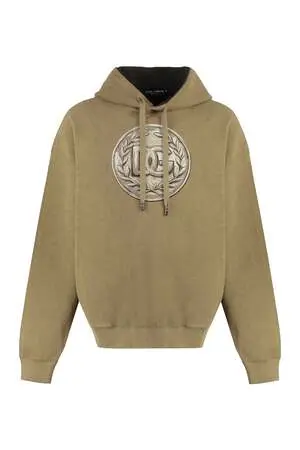 Dolce & Gabbana Oversized Fit Roman Dg Coin Print Cotton Hoodie - Sand