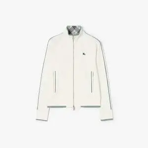 Burberry Funnel Neck Track Jacket With Embroidered Knight Motif - Bianco