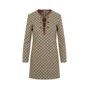 Gucci Gg Canvas Dress With Horsebit