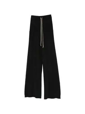 Rick Owens Wide-leg Trousers With Ribbed Waistband And Drawstring - Nero