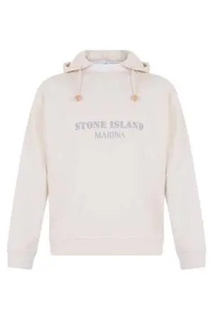 Stone Island Modern Hoodie With Printed Logo And Drawstrings