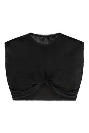Anna October Lace Trim Mini Technical Fabric Crop Top