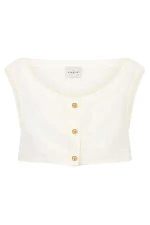 LE KASHA LE KASHA Elegant Cotton Round Neck Button-Up Top