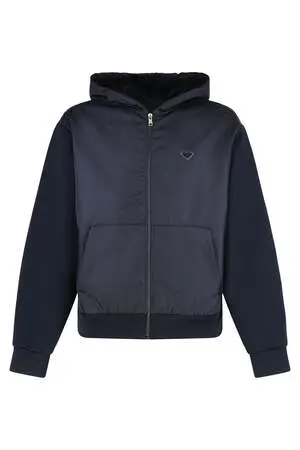 Prada Technical Cotton And Re-nylon Hoodie - Blue