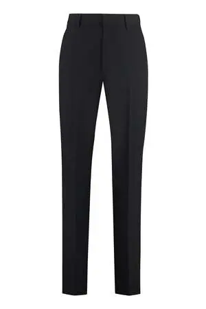 Givenchy Tailored Wool Trousers With Logoed Trim - Black