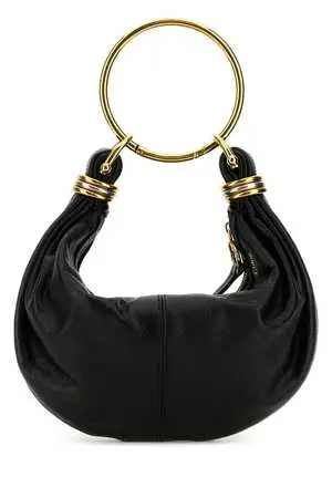 Chloé Small Bracelet Hobo Bag In Grainy Leather - Black