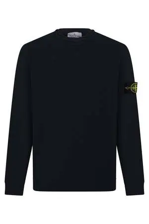 Stone Island Crewneck Cotton Sweatshirt With Logo Patch - Black